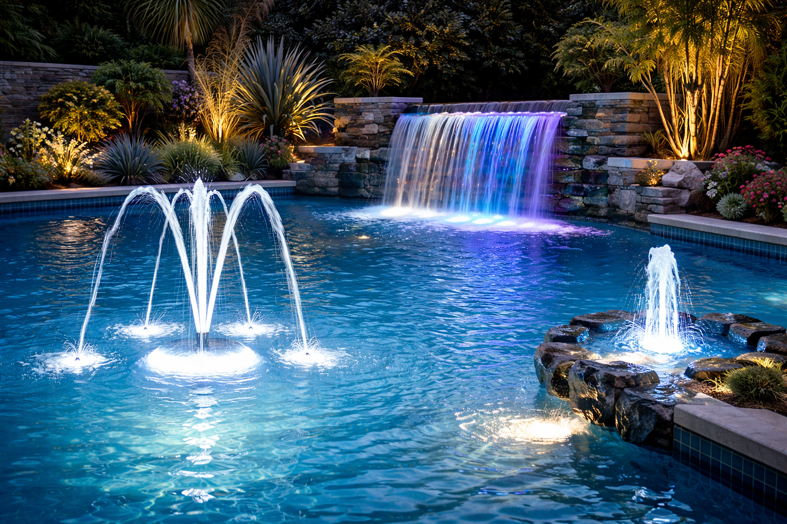 Pool Fountains & Waterfalls – LED Lighting & Replacement Parts – Aqua ...